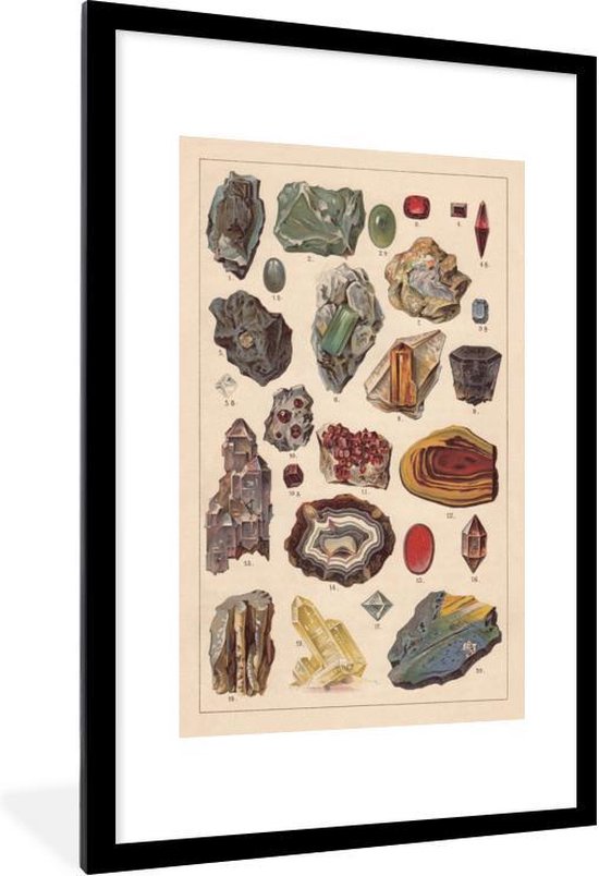 Fotolijst incl. Poster - Een historische illustratie van edelstenen ...