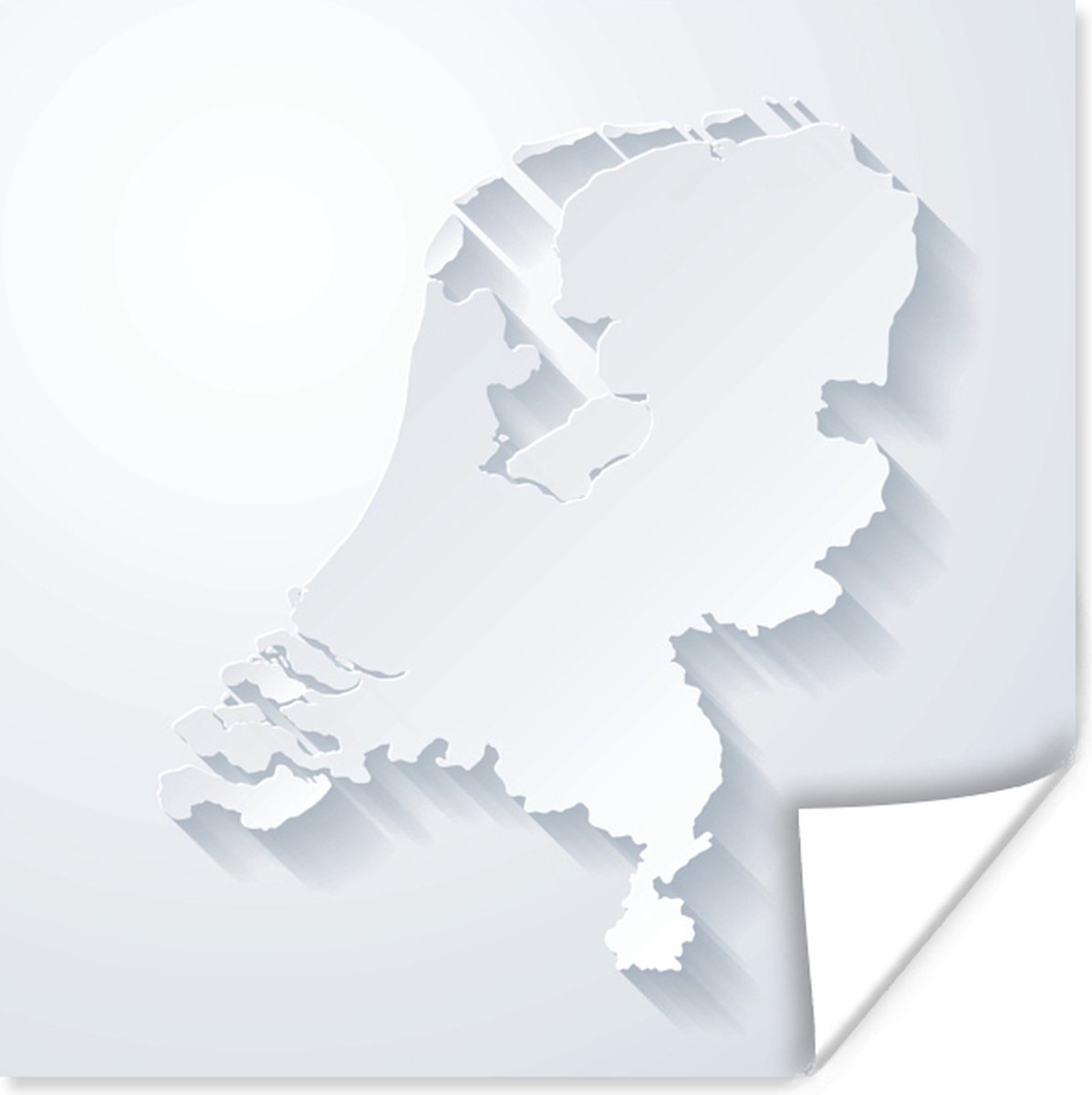 Poster Een illustratie van een witte kaart van Nederland - 30x30 cm ...
