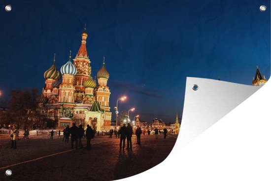Tuinposters buiten Het Rode plein in Rusland tijdens de nacht - 90x60 ...