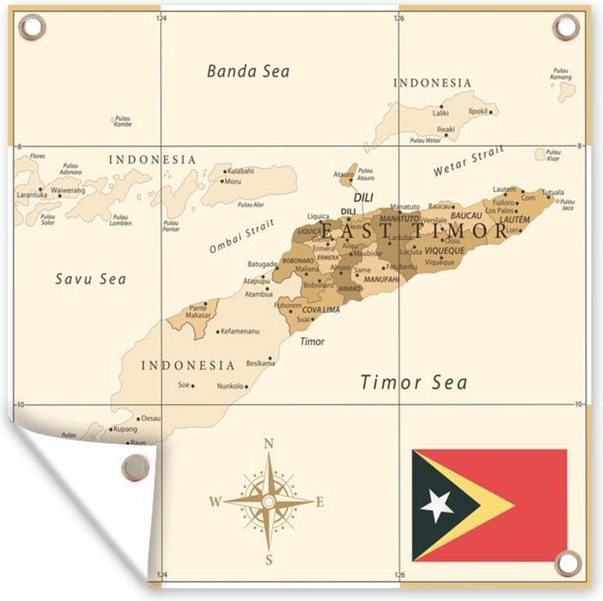 Tuindoek een historische kaart van Oost Timor - 100x100 cm | bol.com