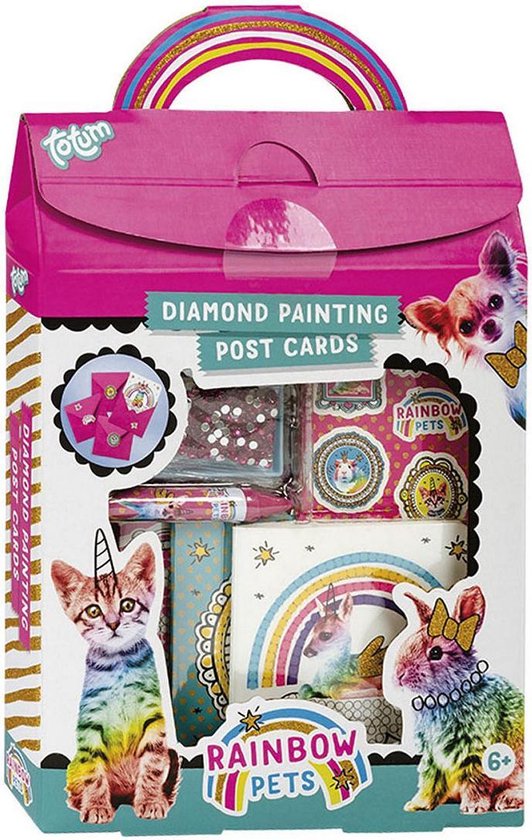 Totum Rainbow Pets - Diamond paint - kaarten met dieren versieren met ...