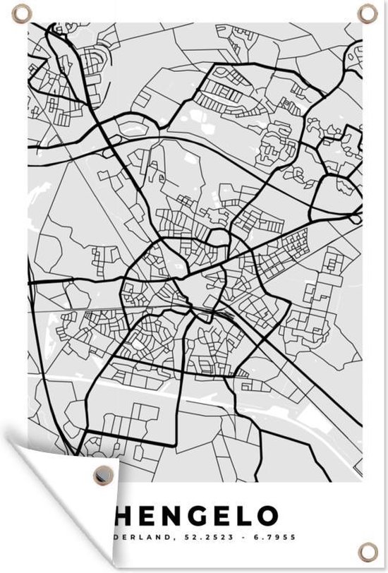 Décoration murale Plan de la ville - Hengelo - Grijs - Wit - 120x180 cm ...