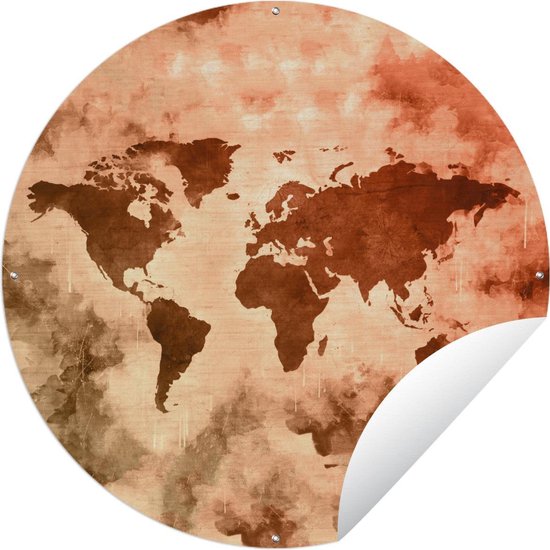 Wereldkaart Garden Circle - Fumée - Marron - 90x90 cm - Affiche de ...