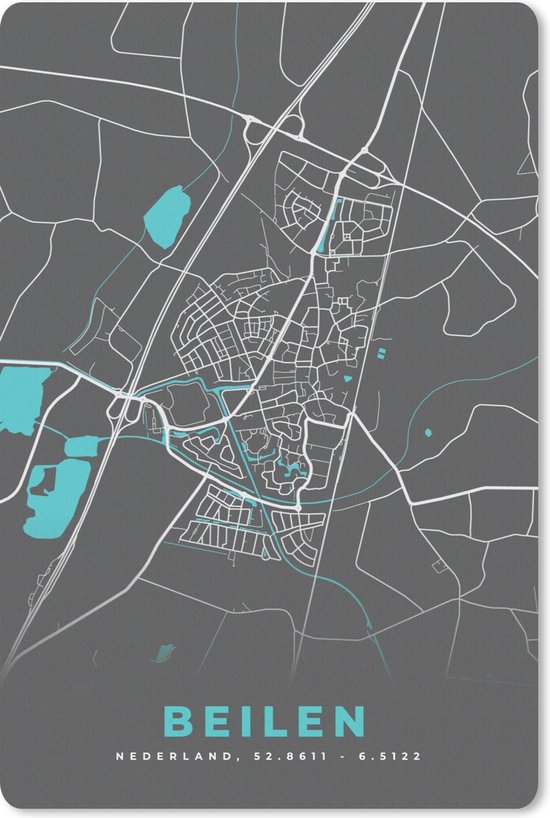 Stadskaart - Beilen - Grijs - Blauw - Plattegrond | bol.com