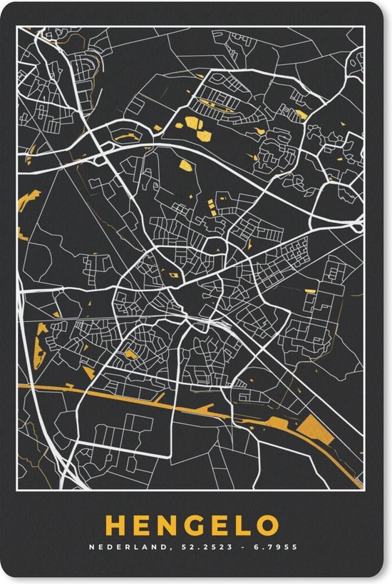 Plattegrond - Hengelo - Goud - Zwart - Stadskaart | bol.com