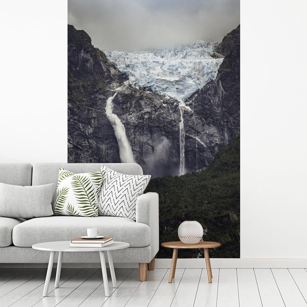 Behang - Fotobehang Waterval - IJs - Gletsjer - Breedte 155 cm x hoogte ...