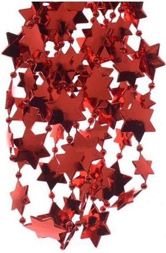 Decoris - Vlaggenlijn - Feestslinger - Kerstslinger - Ster - Rood - 270 ...