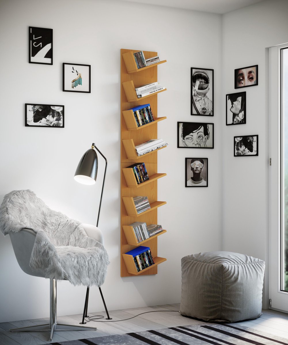 VCM Houten Muurplank Hangende Boekenkast Muurplank Decobord Lansi Maxi ...