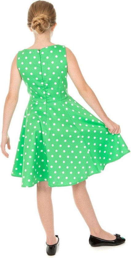 Cindy Polka Dot Kids Dress Green Feestjurk Meisje - Meisjes Jurken ...