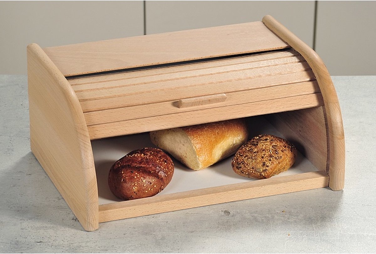 FSC® Beukenhouten Broodtrommel met Rolluik - Brood Trommel beuken hout ...
