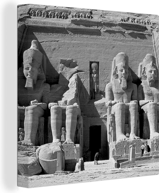 Peintures sur toile - Temple d'Abou Simbel en noir et blanc - 20x20 cm ...