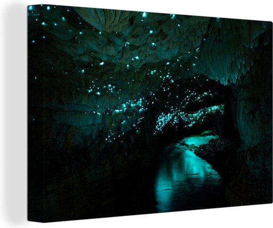 Canvas schilderij 140x90 cm - Wanddecoratie De Waitomo grotten in Nieuw ...