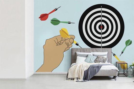 Behang - Fotobehang een persoon die aan het darten is - Breedte 360 cm ...