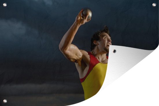 Tuindecoratie Een atleet die aan kogelstoten doet - 60x40 cm ...