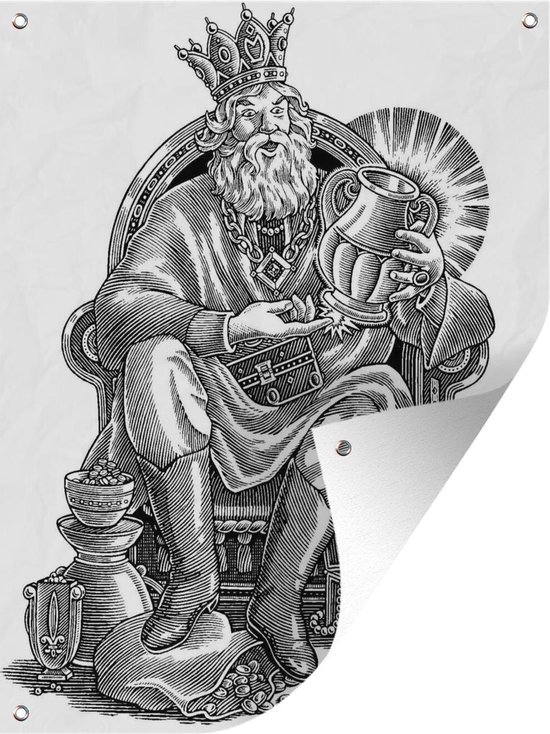 Tuin decoratie Een zwart-wit tekening van koning Midas - 30x40 cm ...