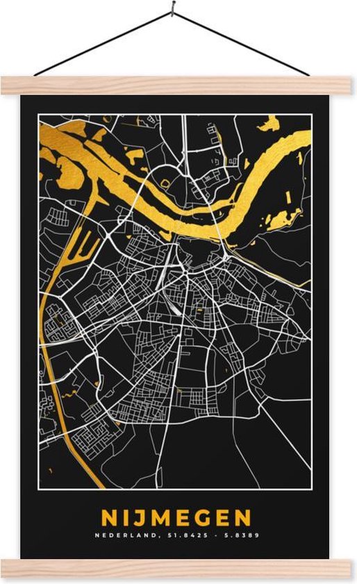 Posterhanger incl. Poster - Schoolplaat - Plattegrond - Nijmegen - Goud ...