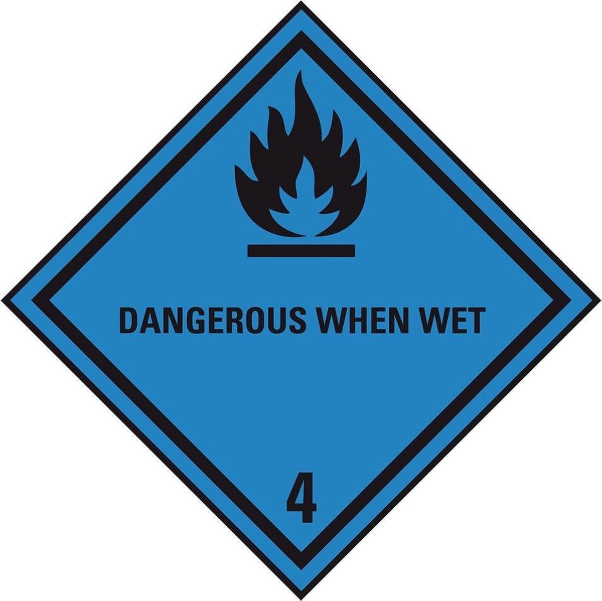 ADR klasse 4.3 sticker ontvlambaar met water met tekst 200 x 200 mm ...