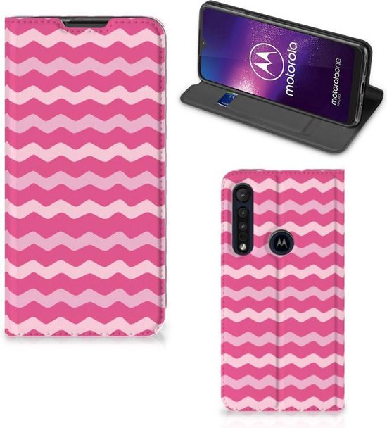 Motorola One Macro Hoesje met Magneet Waves Pink | bol.com