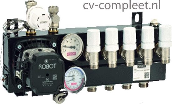 Robot vloerverwarming verdeler 8 groepen met Grundfos UPM3 ...