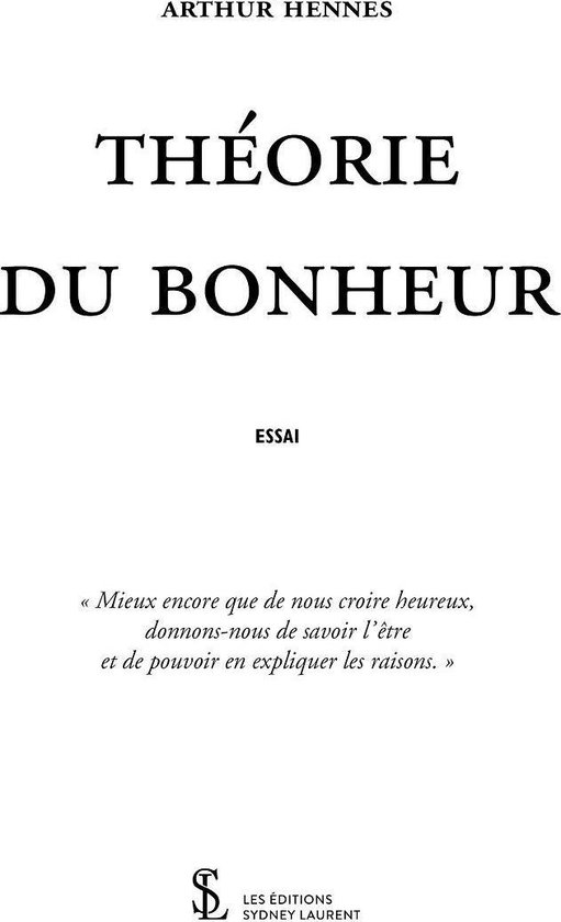 Théorie du Bonheur (ebook), Arthur Hennes | 9791032652183 | Boeken | bol