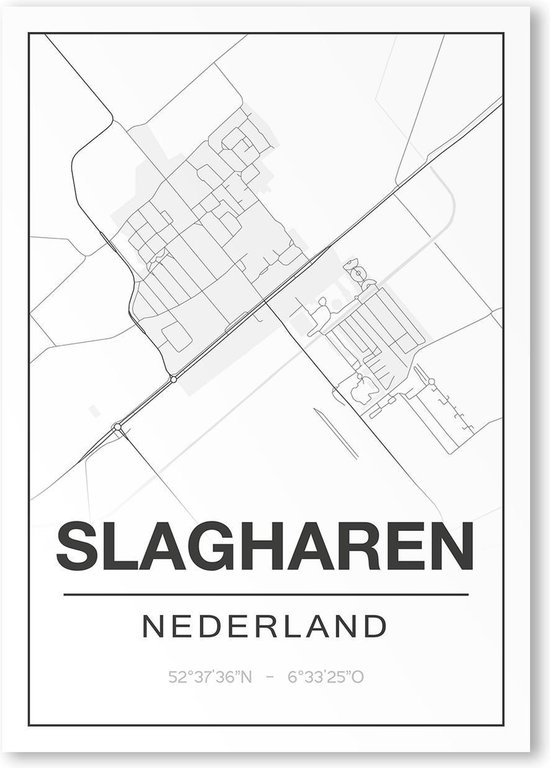 Poster/plattegrond SLAGHAREN - A4 | bol