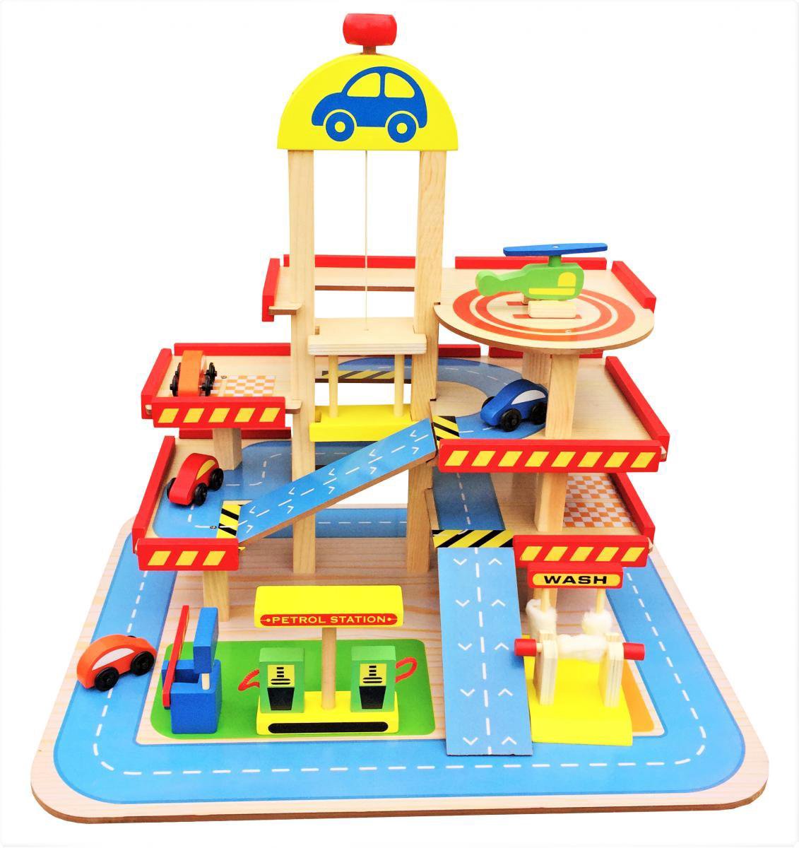 bol.com | Mamabrum Houten Speelgoed Garage - Met Lift - Hout ...