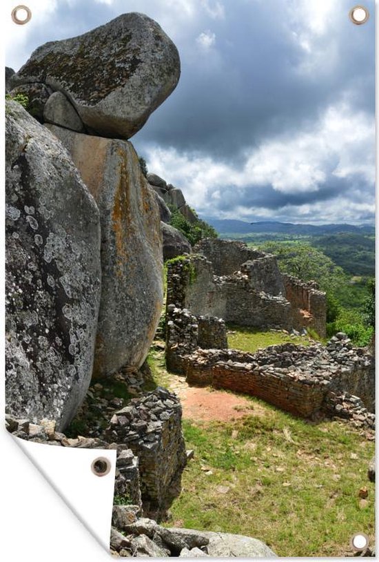 Muurdecoratie Afrikaanse keien bij de ruïnes van Groot-Zimbabwe ...