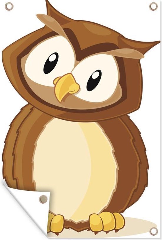 Wanddecoratie buiten een uil in de stijl van een cartoon - 80x160 cm ...