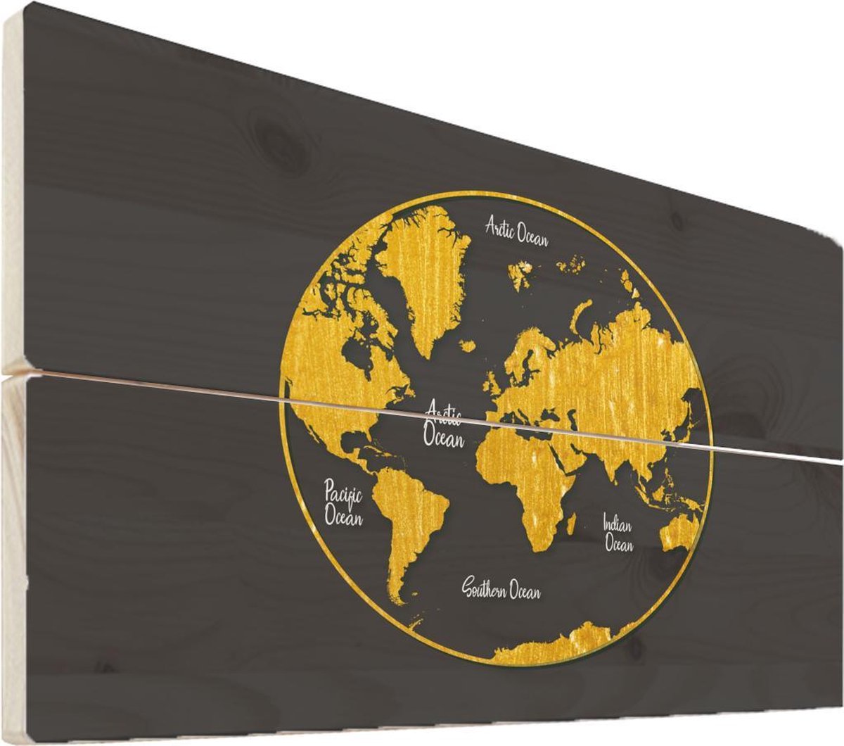 Mappemonde ronde et dorée sur fond gris Pinède avec planches 120x80 cm ...
