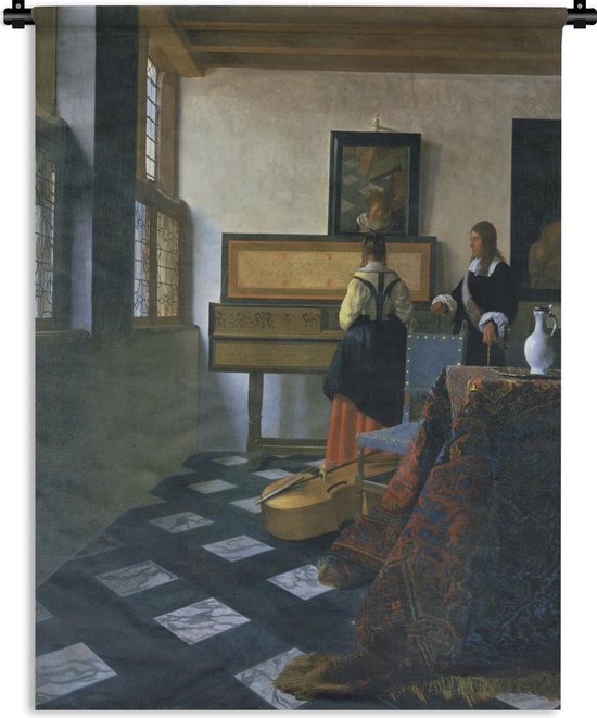 Wandkleed Johannes Vermeer - De muziekles - Schilderij van Johannes ... Wandkleed Johannes Vermeer - De muziekles - Schilderij van Johannes ...