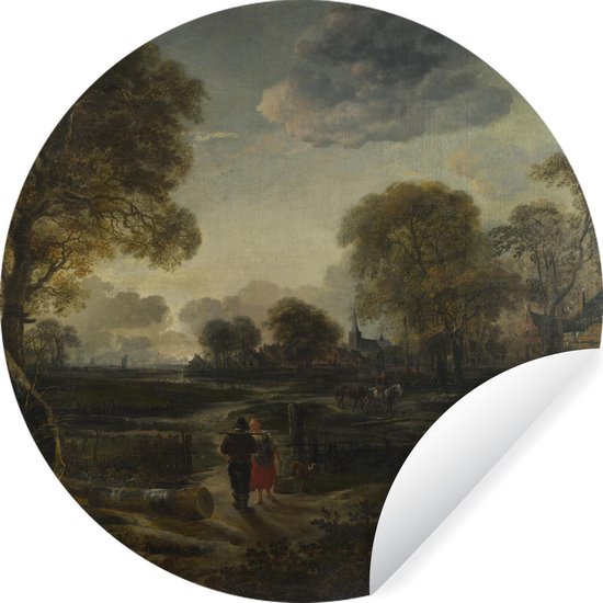 Paysage de rivière avec des personnages et des bovins - Peinture d'Aert ...