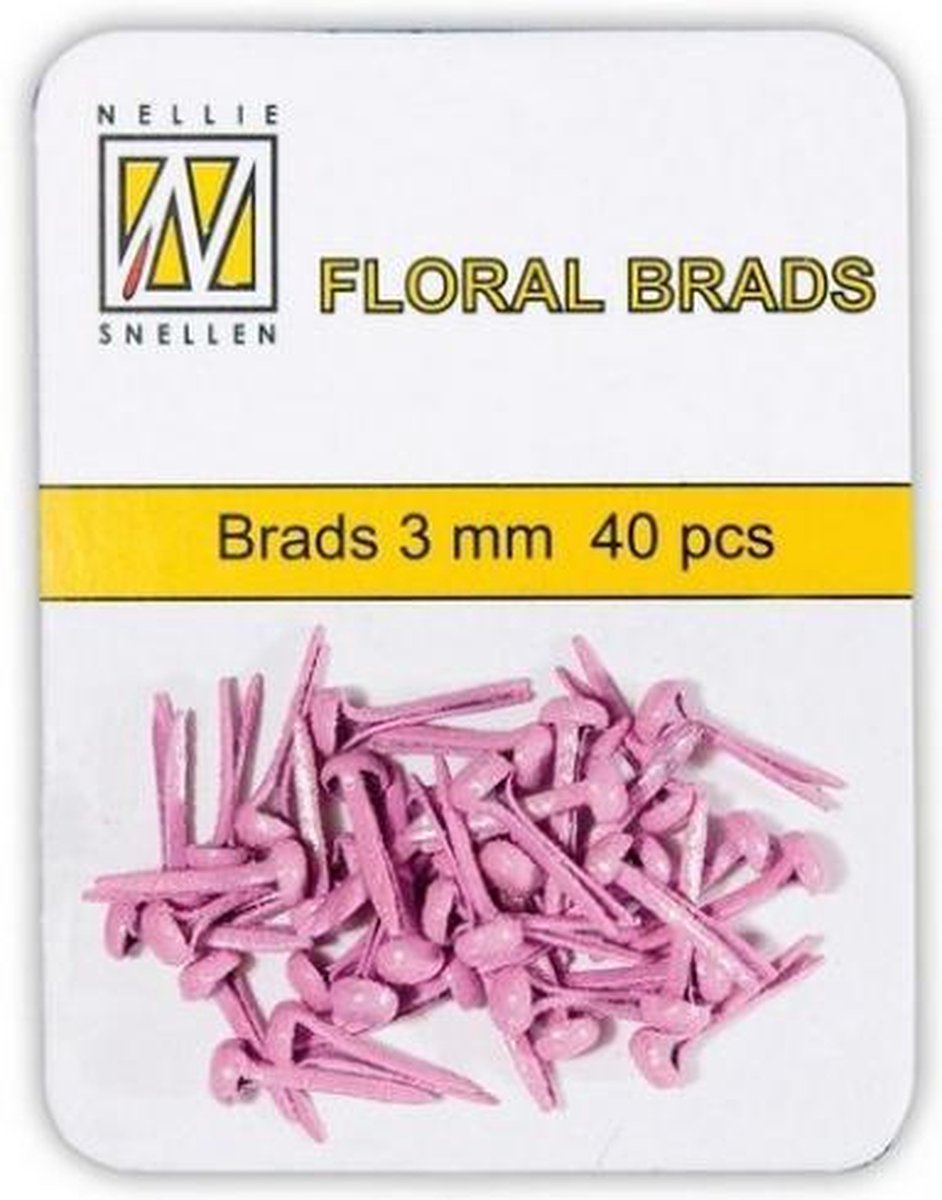 Nellie Snellen Floral Glitter Brads 3mm - 40stuks - Pink | bol.com