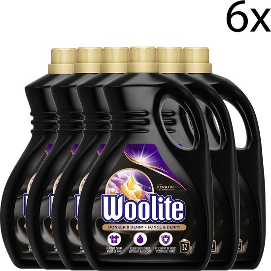 Woolite Zwart, Donker & Denim Wasmiddel met Keratine - 1,9 L x6 | bol