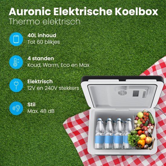 Auronic Koelbox Elektrisch 12V en 230 volt - Coolbox - Auto - 40L ...