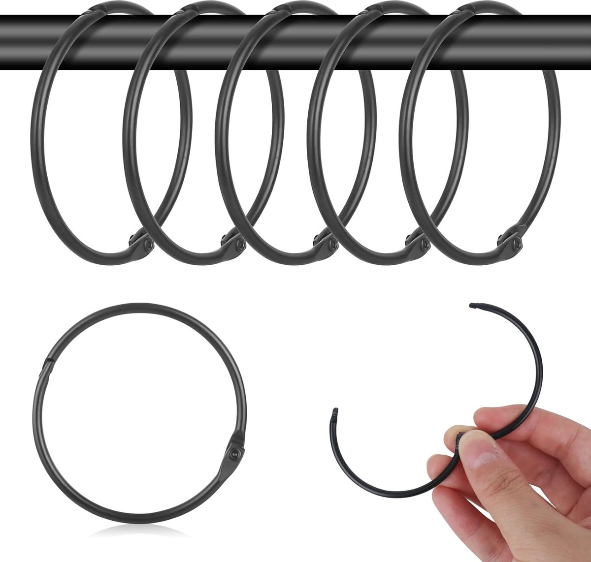 40 Pièces Anneaux à Rideaux, Anneaux à Rideaux, Tringle à Rideau de 50 ...