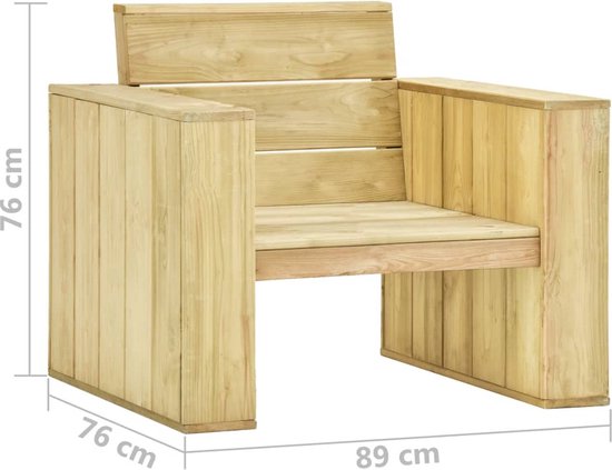 vidaXL Tuinstoelen Grenenhout - Set van 2 - 89x76x76cm - Rustiek design ...