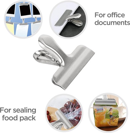 Metalen RVS sluitclips voor tassen brievenklem metalen clip, 76mm, 10 ...