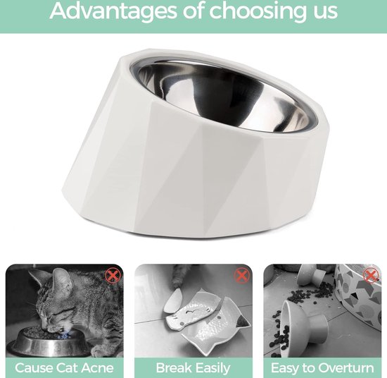 15 Degree Tilt Dog Bowl, 120 ml Inclined Dog Bowl Raised for Dogs and ...