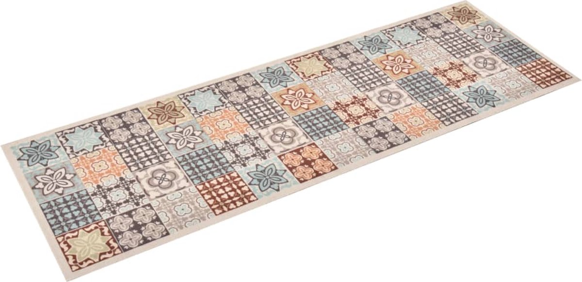 vidaXL Vloermat Gekleurde Mozaïek-print 150 x 45 cm - Anti-slip latex ...
