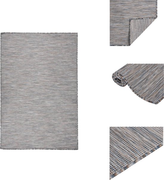 vidaXL Platgeweven Tuinkleed - 120x170 cm - Bruin/Blauw - Vloerkleed | bol