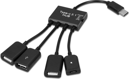 kwmobile 4in1 USB-C 3.1 adapter - USB type C verdeler OTG hub voor ...