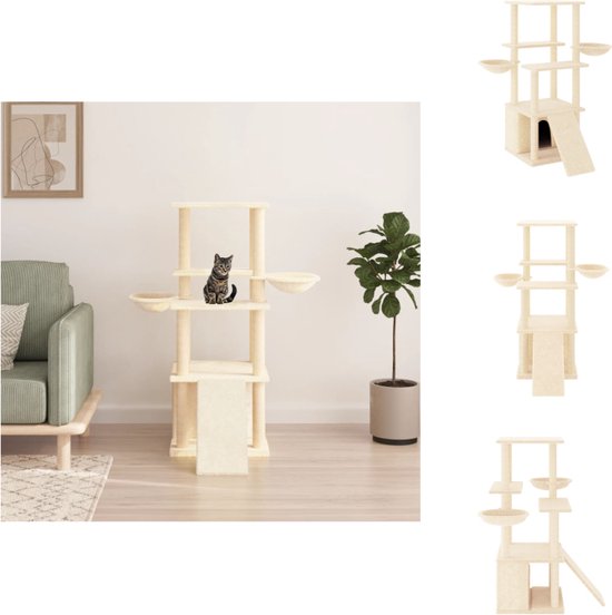 vidaXL Kattenmeubel Alles-in-één - 95 x 47.5 x 133 cm - Crème ...