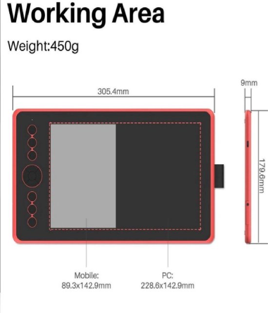 Velox Tekentablet - 8192 niveaus - Drawing tablet - Tilt control ...