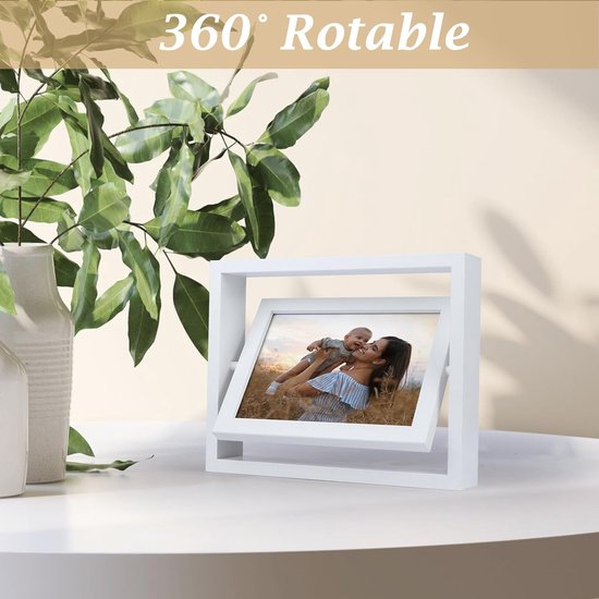 Set of 2 360° Rotating Picture Frames 13 x 18 cm with Double Glass ...