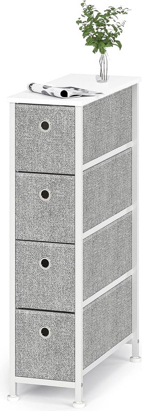Kast, smalle commode met 4 laden van stof, kasten, organizer, metaal ...