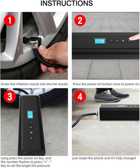 Accu compressor pomp. Geschikt voor het oppompen van oa: auto, fiets ...