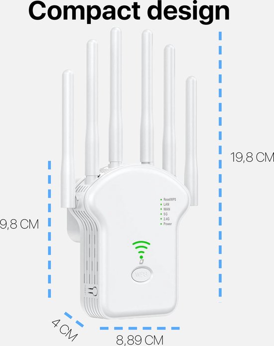 Phreeze Ultra WiFi Repeater - 1200M versterker - 2.4/5.0 Ghz - WPS Knop ...
