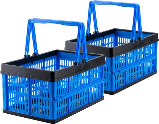 Small Folding Box with Handle, Set of 2, Blue, 16 L Each, Folding Box ...