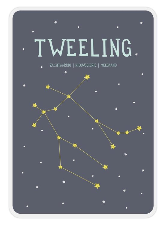 Milestone- Sterrenbeeld Posterkaart - Tweeling | bol.com