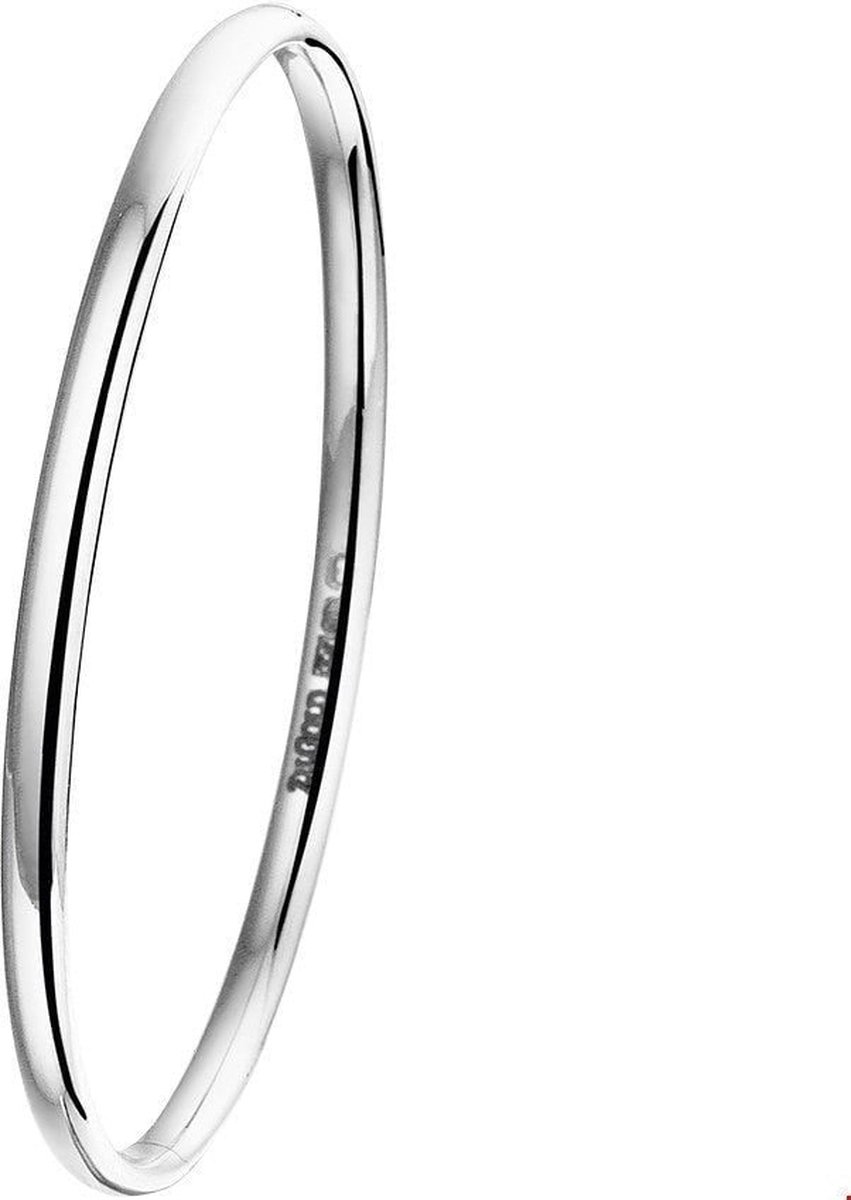 ZilGold bangle Witgoud met Zilveren Kern Scharnier Massief Bolle Buis 4 ...